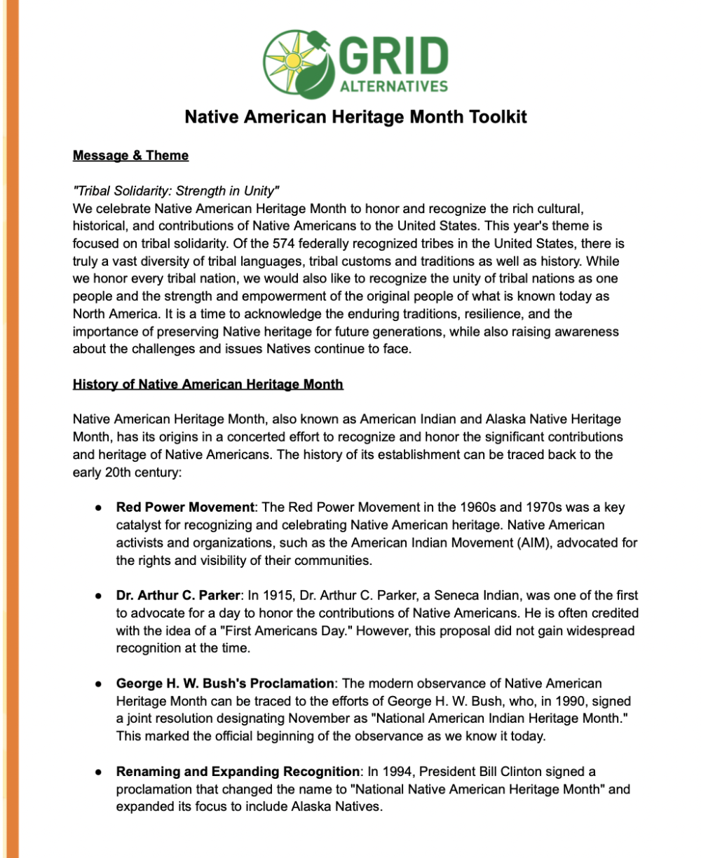 Native American Heritage Month Toolkit | GRID Alternatives
